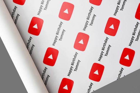 Personalised Youtube Logo Wrapping Paper Gift Wrap | Etsy
