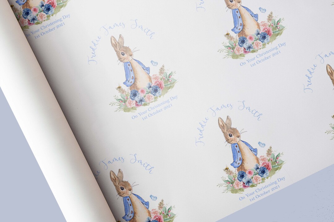 Personalised Peter Rabbit Christening Wrapping Paper | Gift Wrap ...