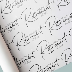 Personalised Happy Retirement Wrapping Paper Gift Wrap Customised ...