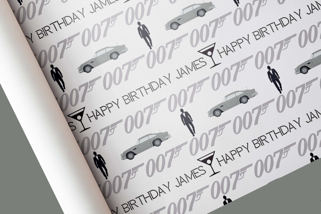 Personalised James Bond 007 Wrapping Paper | Gift Wrap | Customised ...