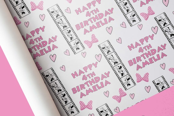 Personalised Minnie Mouse Theme Wrapping Paper Gift Wrap | Etsy