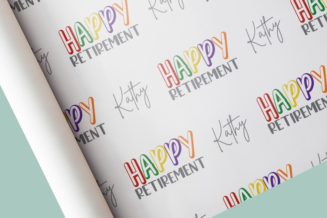 Personalised Happy Retirement Wrapping Paper | Gift Wrap | Customised ...