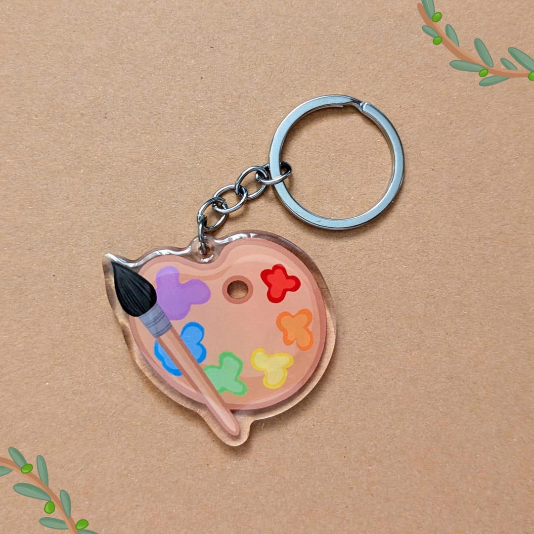 Paint Palette Keychain - Original Art, Acrylic Keychain, Artist Gift - Etsy