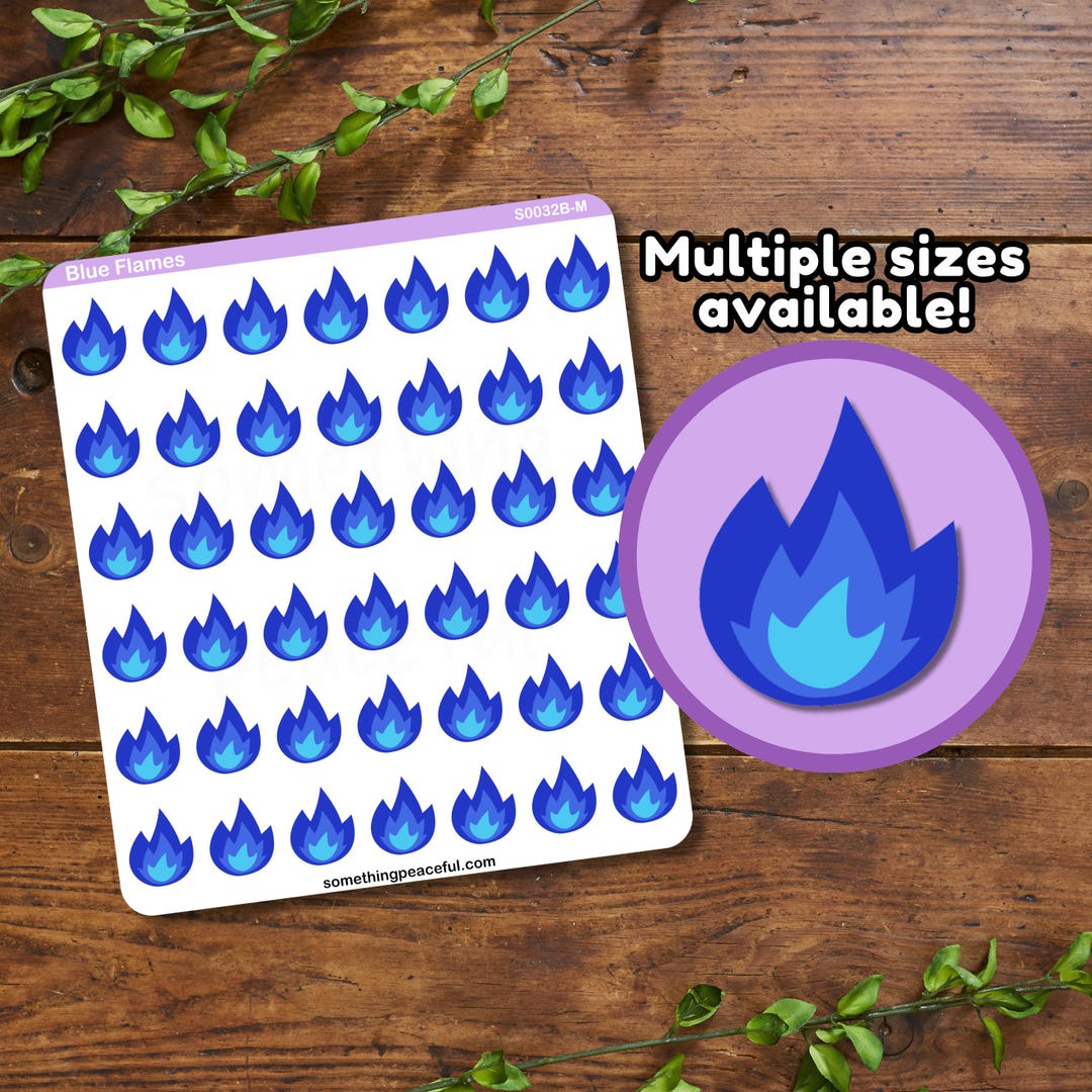 Blue Flame Sticker Sheet - Multiple Sizes, Matte, Glossy, or Clear - Etsy