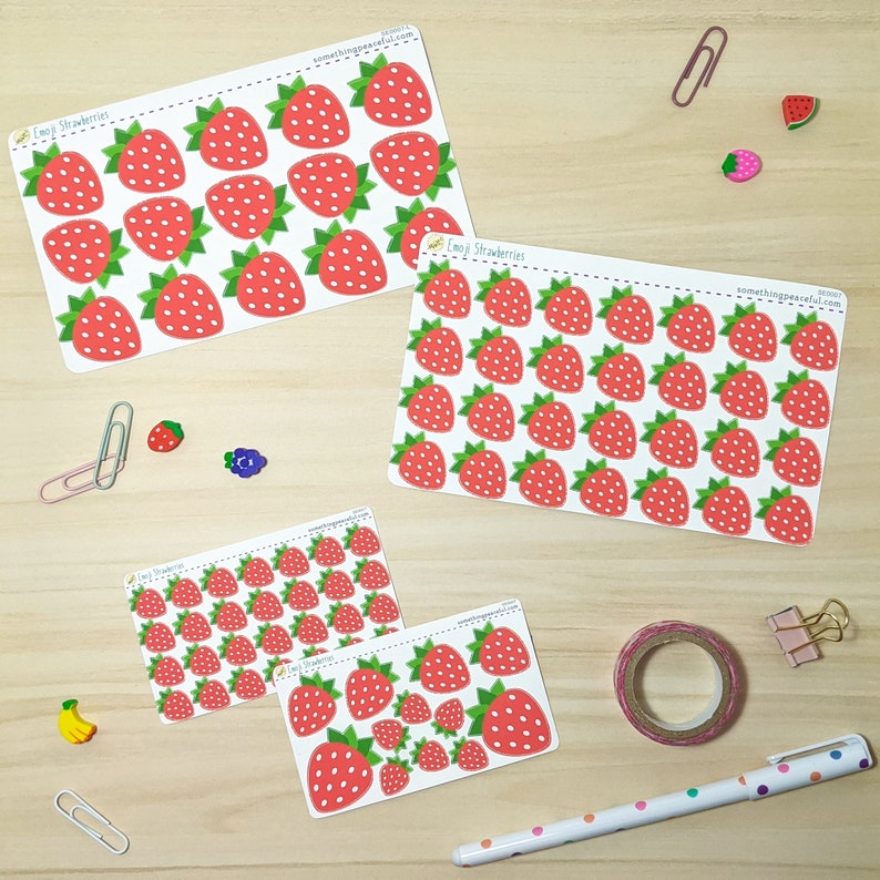 Strawberry Sticker Sheet Multiple Sizes Matte Glossy or - Etsy