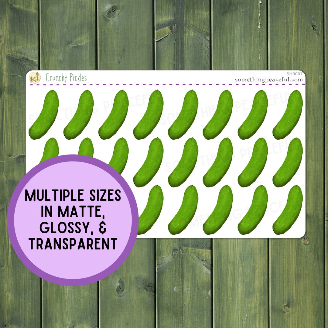 Pickle Sticker Sheet Multiple Sizes, Matte, Glossy, or Clear Dills for ...