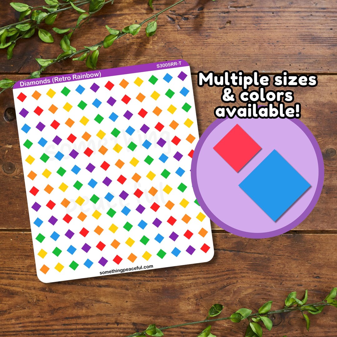 Diamond Sticker Sheet - Multiple Sizes and Colors, Matte, Glossy, or ...