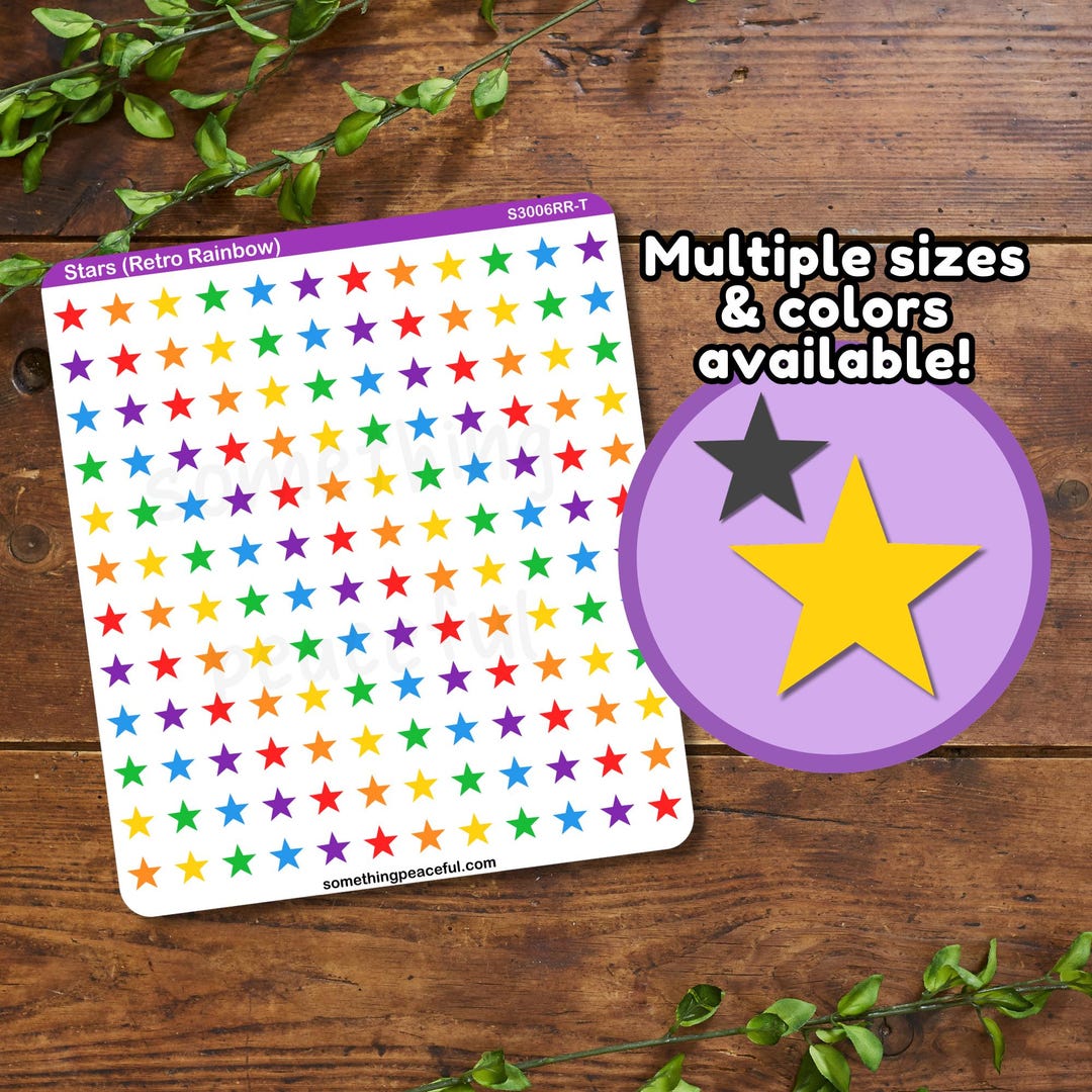 Star Sticker Sheet - Multiple Sizes and Colors, Matte, Glossy, or Clear ...
