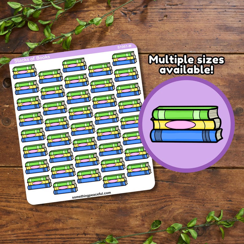 Stack of Books Sticker Sheet - Multiple Sizes, Matte, Glossy, or Clear ...