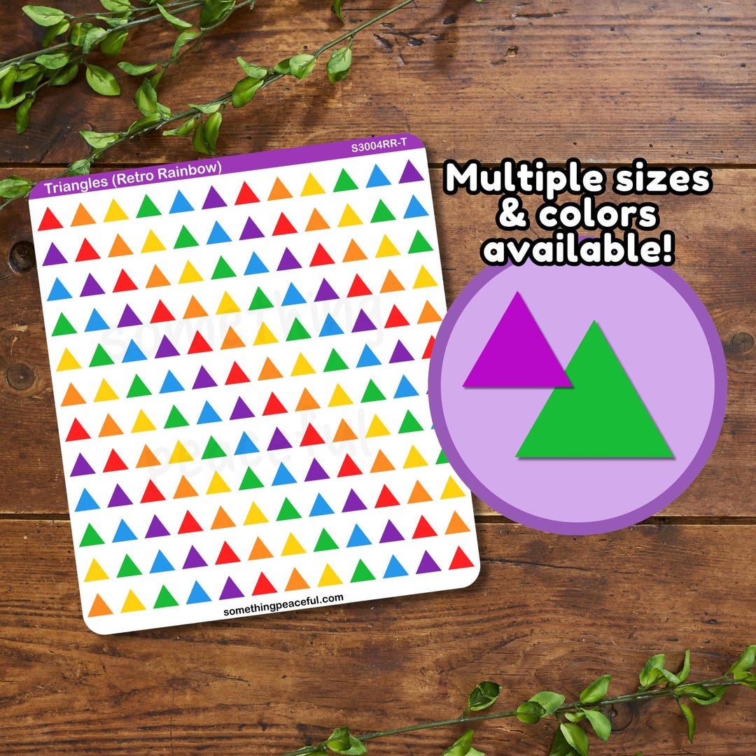 Triangle Sticker Sheet Multiple Sizes and Colors, Matte, Glossy, or ...