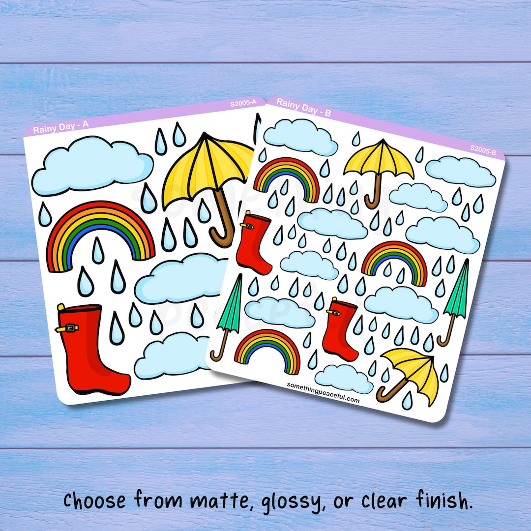 Rainy Day Sticker Sheet - Multiple Sizes, Matte, Glossy, or Clear - Etsy