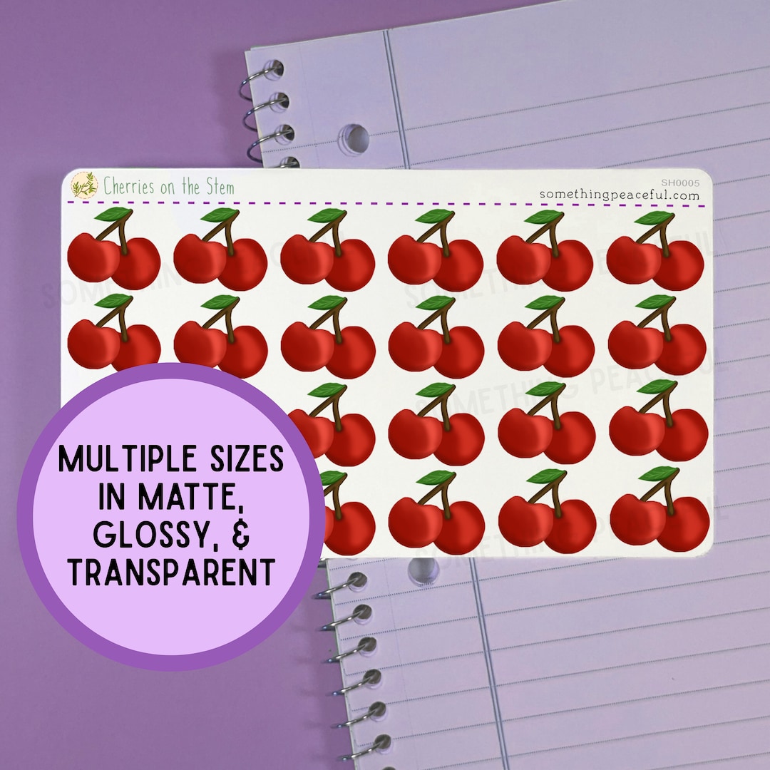 Cherry Stickers Multiple Sizes, Matte, Glossy, or Clear Fruit Stickers ...
