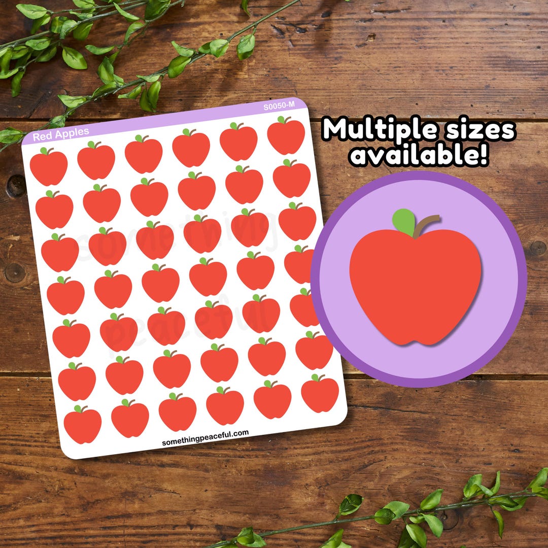 Red Apple Sticker Sheet - Multiple Sizes, Matte, Glossy, or Clear - Etsy