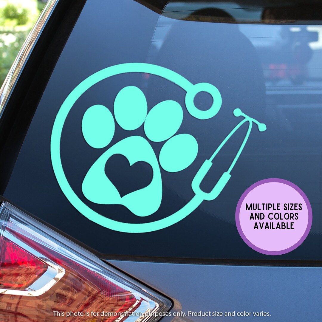 Vet Tech / Veterinarian Stethoscope Vinyl Decal Multiple Colors for Car ...