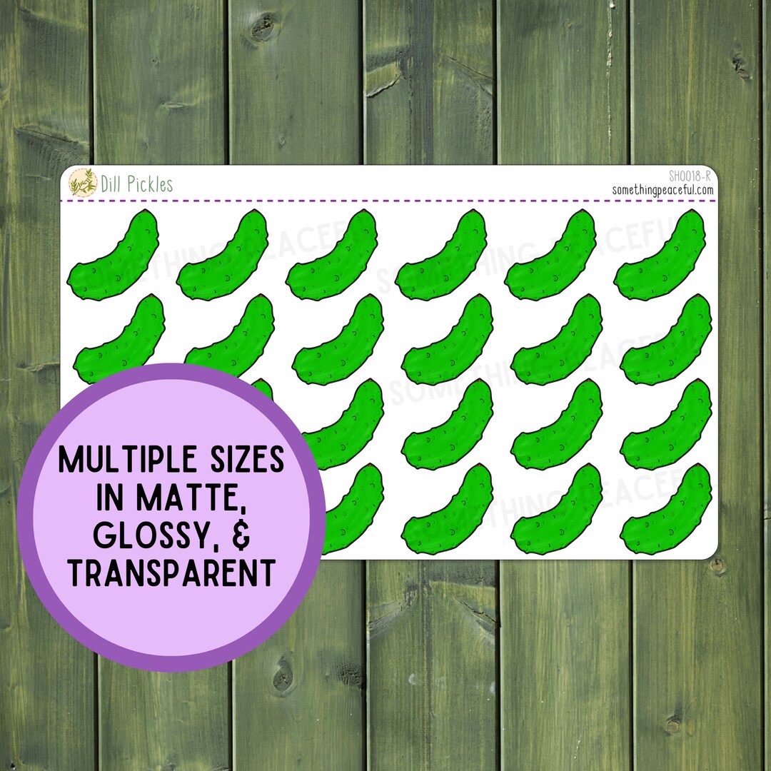 Cartoon Pickle Sticker Sheet Multiple Sizes, Matte, Glossy, or Clear ...