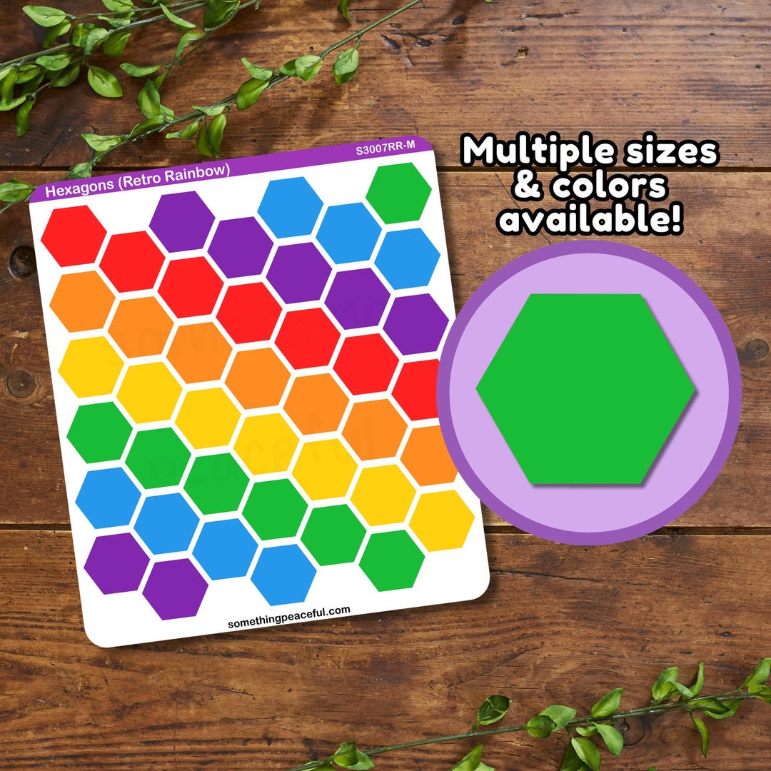 Hexagon Sticker Sheet - Multiple Sizes and Colors, Matte, Glossy, or ...