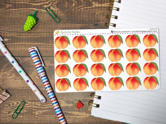 Illustrated Peaches Stickers Multiple Sizes Matte or Glossy | Etsy