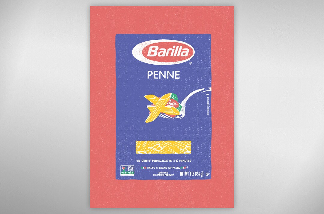 Barilla Penne Pasta Box | Pop Art Hand Drawn Style Packaged Product ...