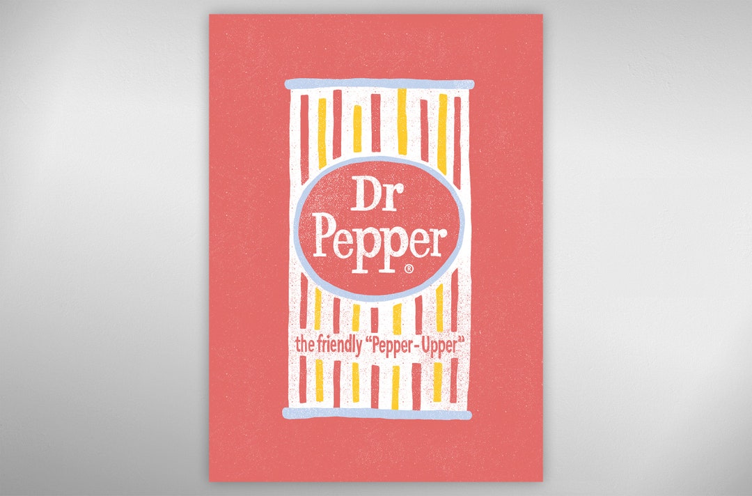 Vintage 1960s Dr. Pepper Soda Can Illustration | Vintage Pop Art Hand ...