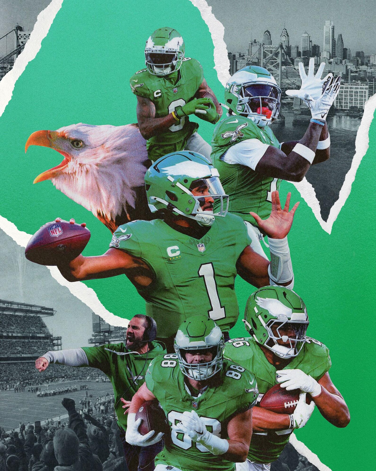 Kelly Green Uniform Philadelphia Eagles Collage Style Poster | Vintage ...