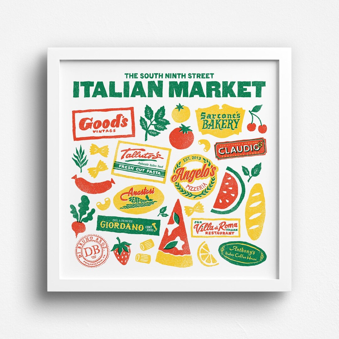 9th Street Italian Market Illustration | Philadelphia Neighborhoods ...