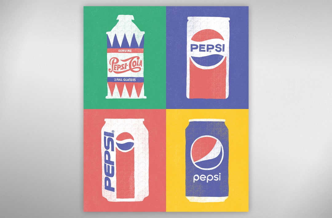 Pepsi Soda Can Evolution Illustration Vintage Pop Art - Etsy