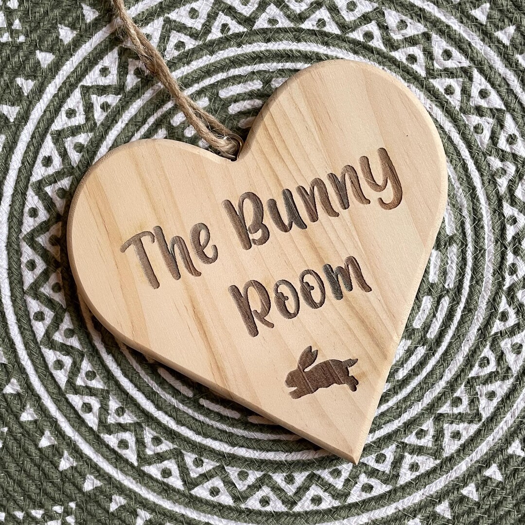 The Bunny Room Wooden Heart Sign House Rabbit Room Sign Small Medium ...