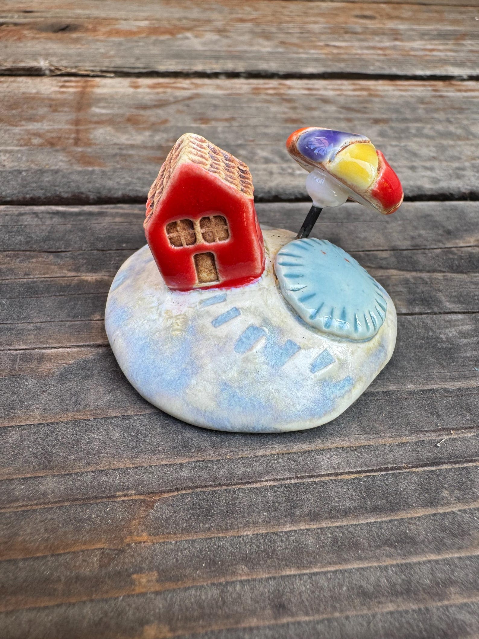 Handmade Ceramic Miniature Beach House, Miniature Sculpture, Miniature ...