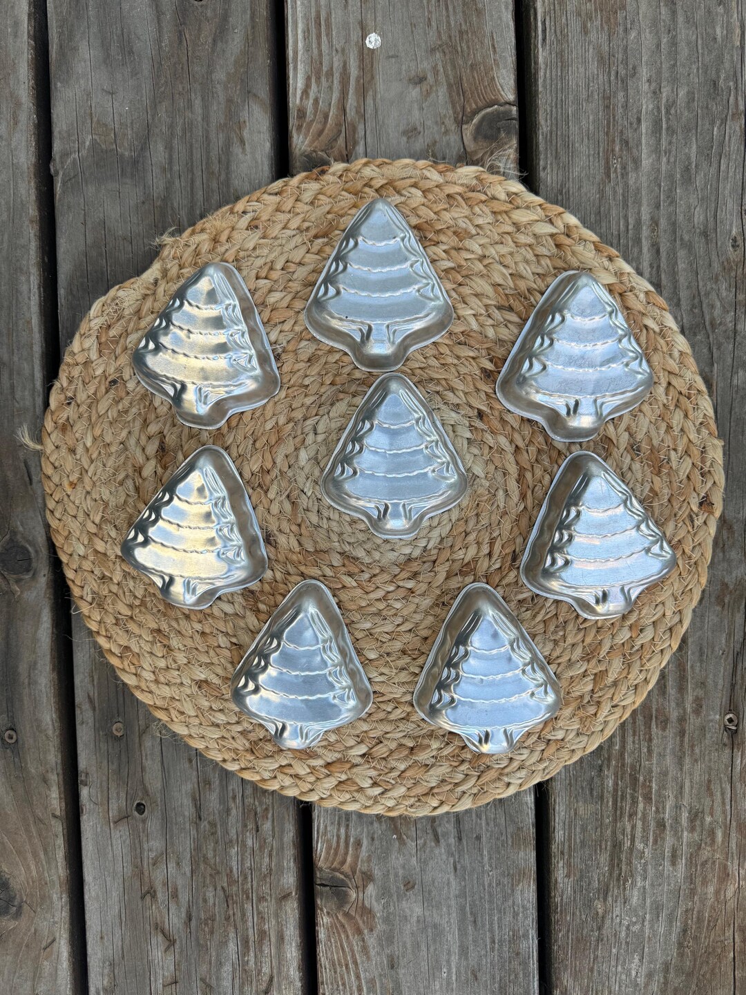 Eight Vintage Tree Molds, Individual Aluminum Molds, Christmas Tree ...