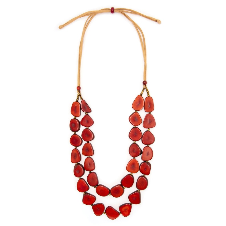 Layered Tagua Statement Necklace | Adjustable Handmade Boho Necklace ...