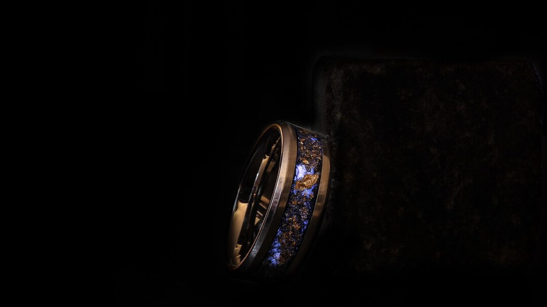 Meteorite Glow Ring for Wedding, His and Hers All Size Promise Ring ...