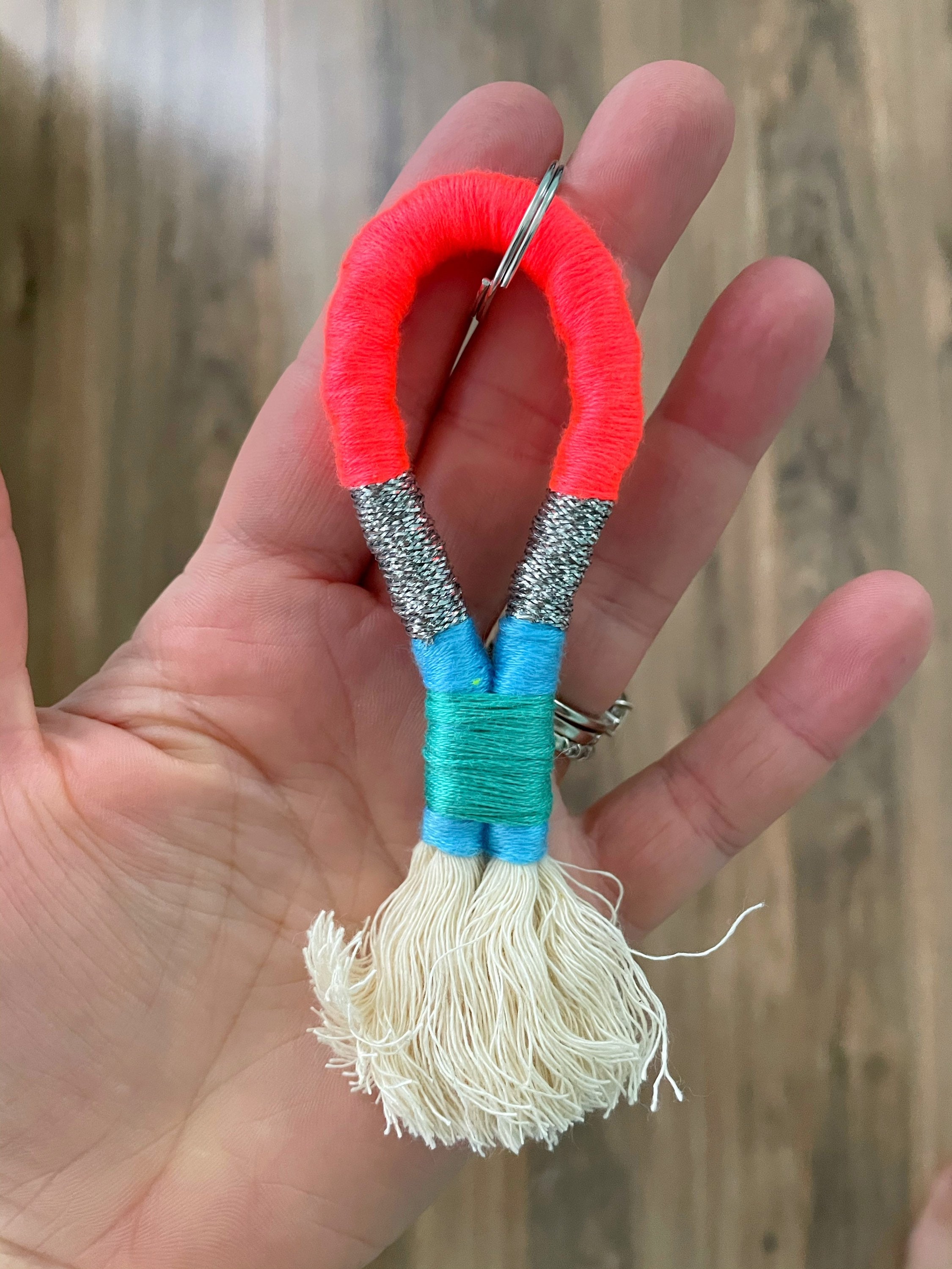 Boho Macrame Yarn Wrapped Keychain Neon Unique Gift - Etsy