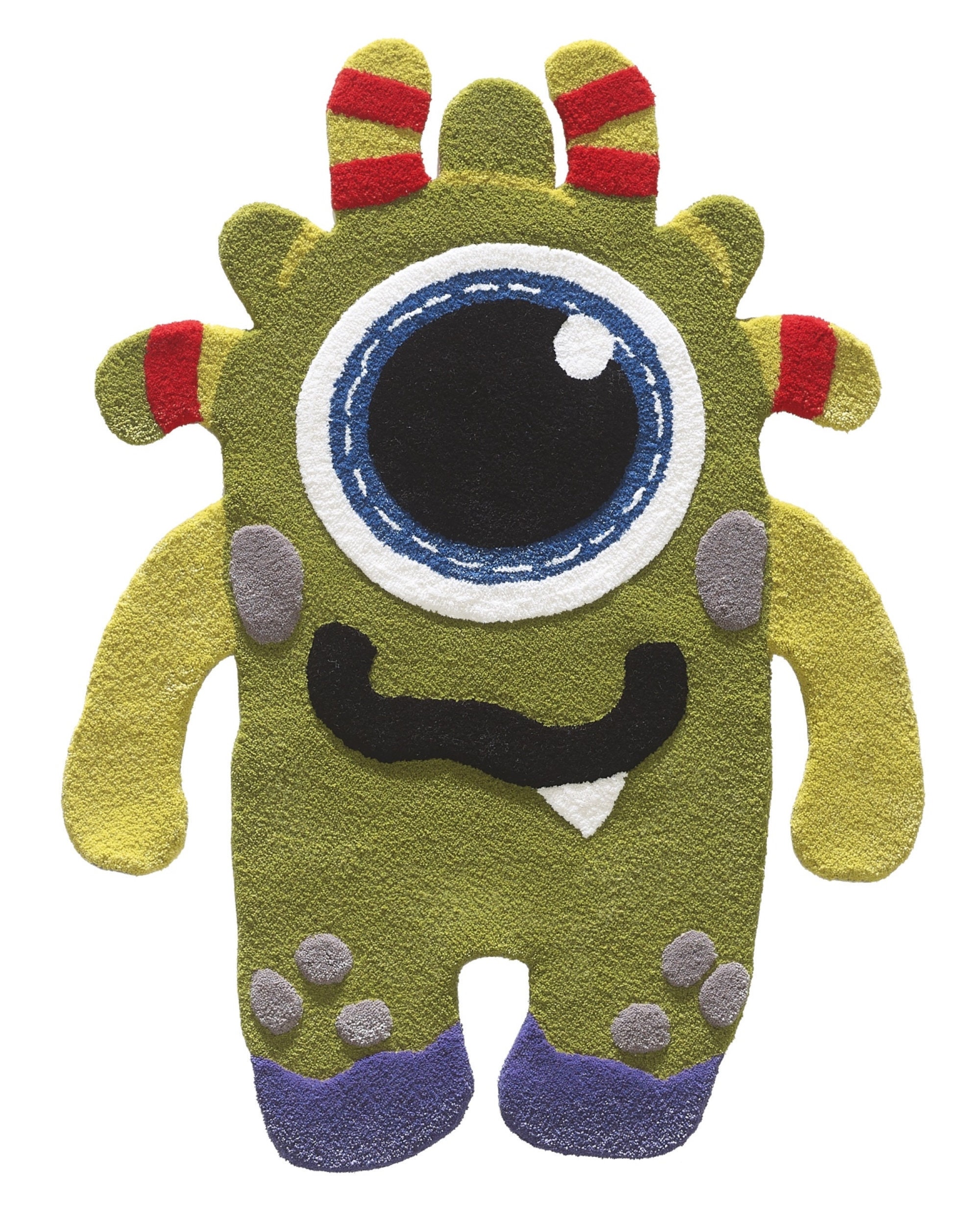 Happy Big Eye Monster Kids Rug With 3D Cuts & Prints in Soft - Etsy