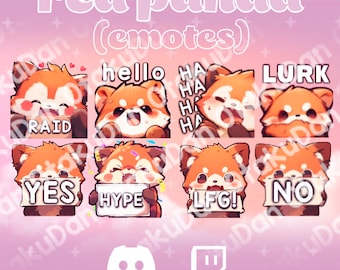 Red Panda Kawaii Emotes Pack 1 Twitch Discord Youtube Streamer Cute ...