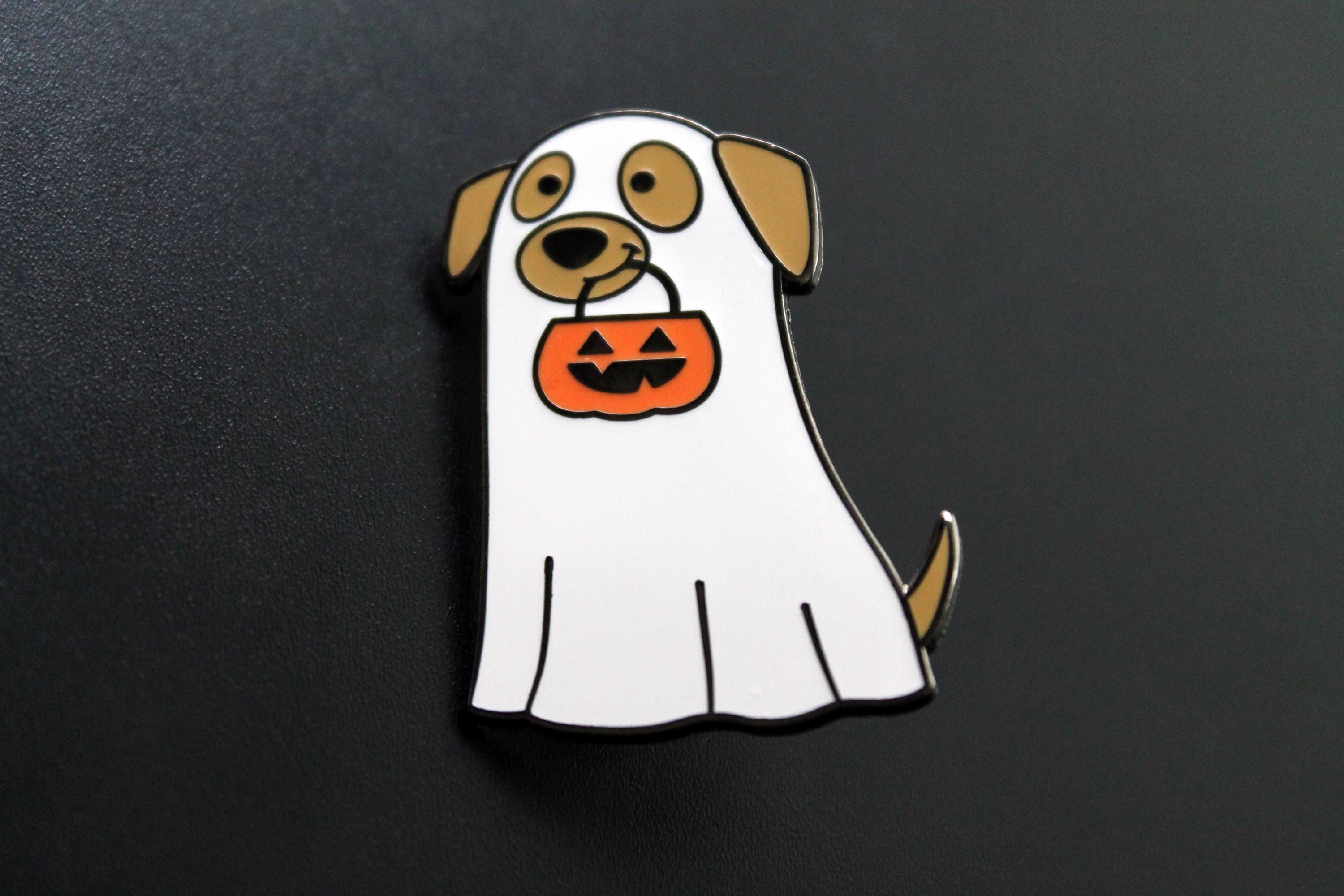 Spooky Halloween Ghost Dog Enamel Pin - Etsy