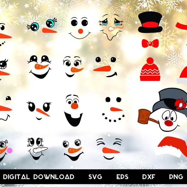 Snowman Face Clipart - Etsy