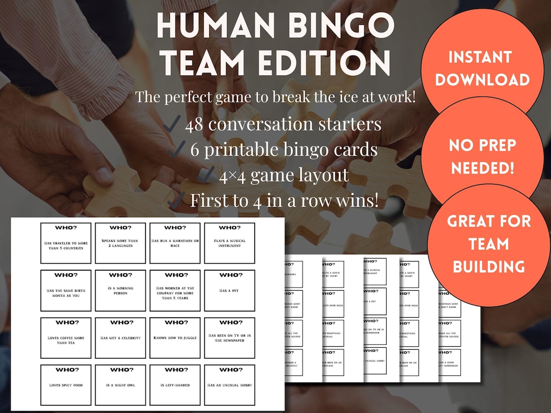 Human Bingo Game | Icebreaker Printable | Office Team Building ...