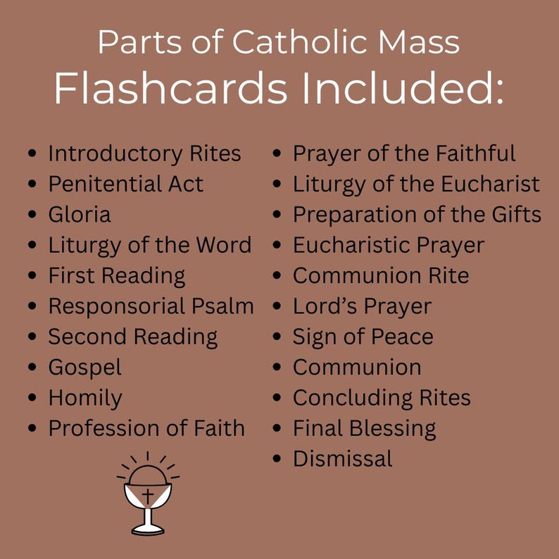 Parts of the Catholic Mass FLASHCARDS - Printable Instant Download ...