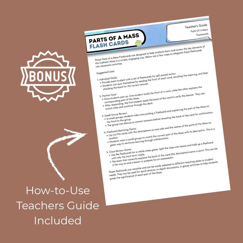 Parts of the Catholic Mass FLASHCARDS - Printable Instant Download ...