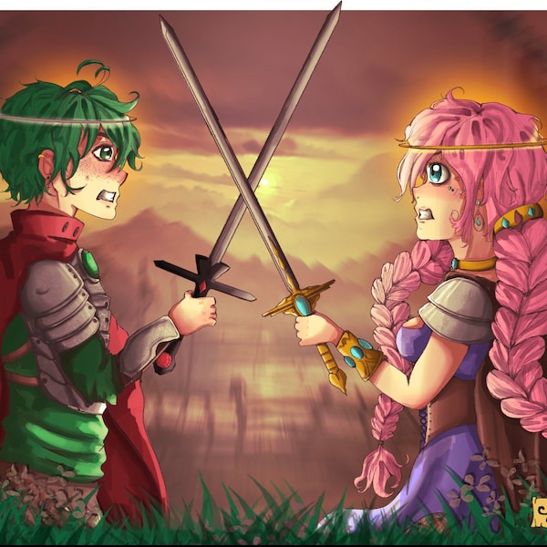 Sword Fighting Anime Art - Etsy