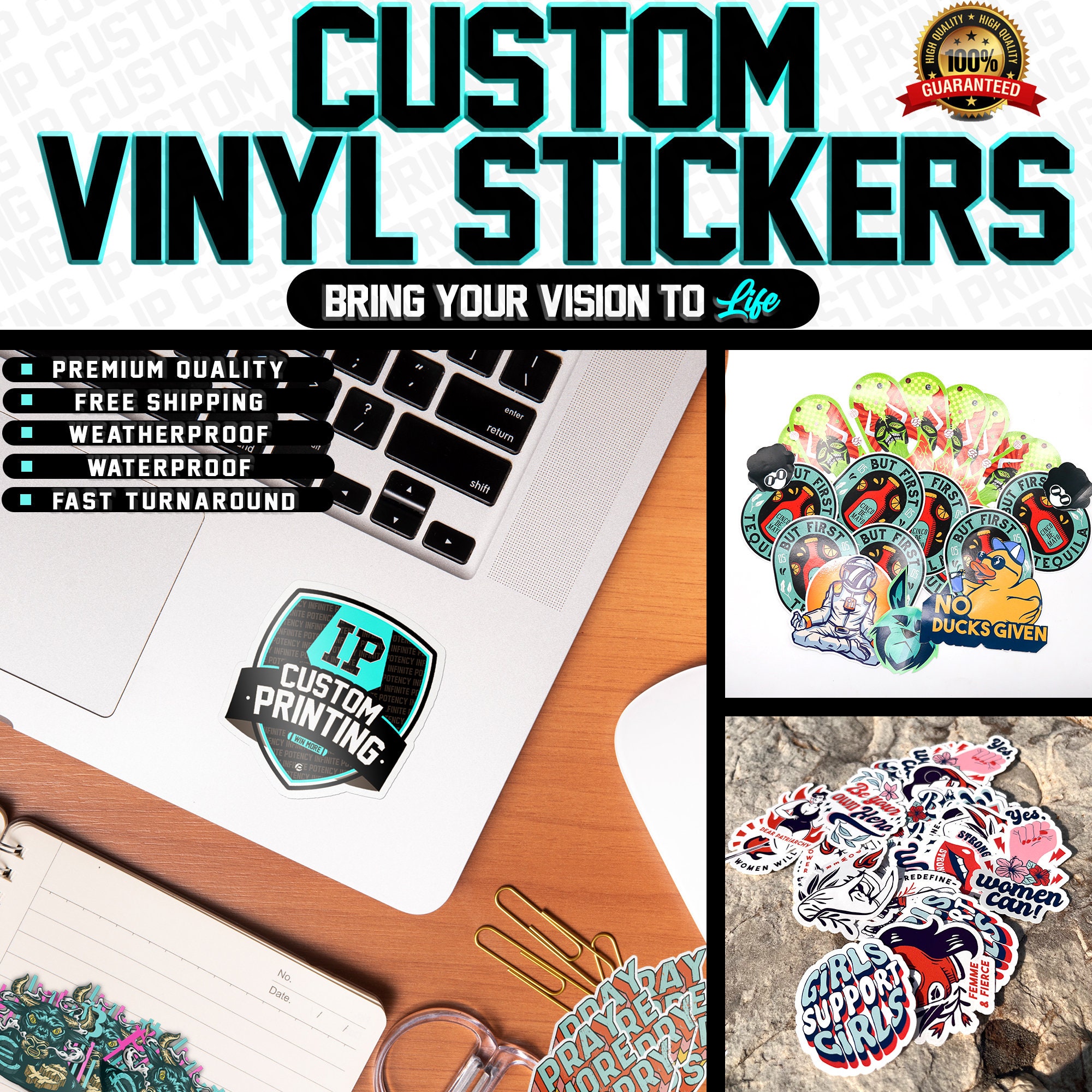 Full Color Die Cut Vinyl Sticker Peel and Apply Bulk Vinyl - Etsy