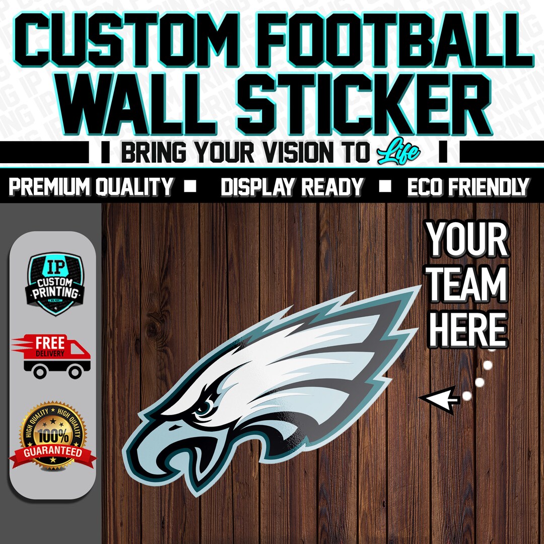 Custom Sports Fan Wall Decal, Full Color Football Sticker, Unique Man ...