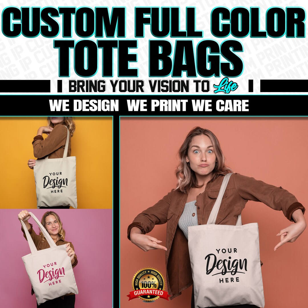 Full Color Tote Bags Your Logo, Art or Photo Printed on Canvas Totes ...