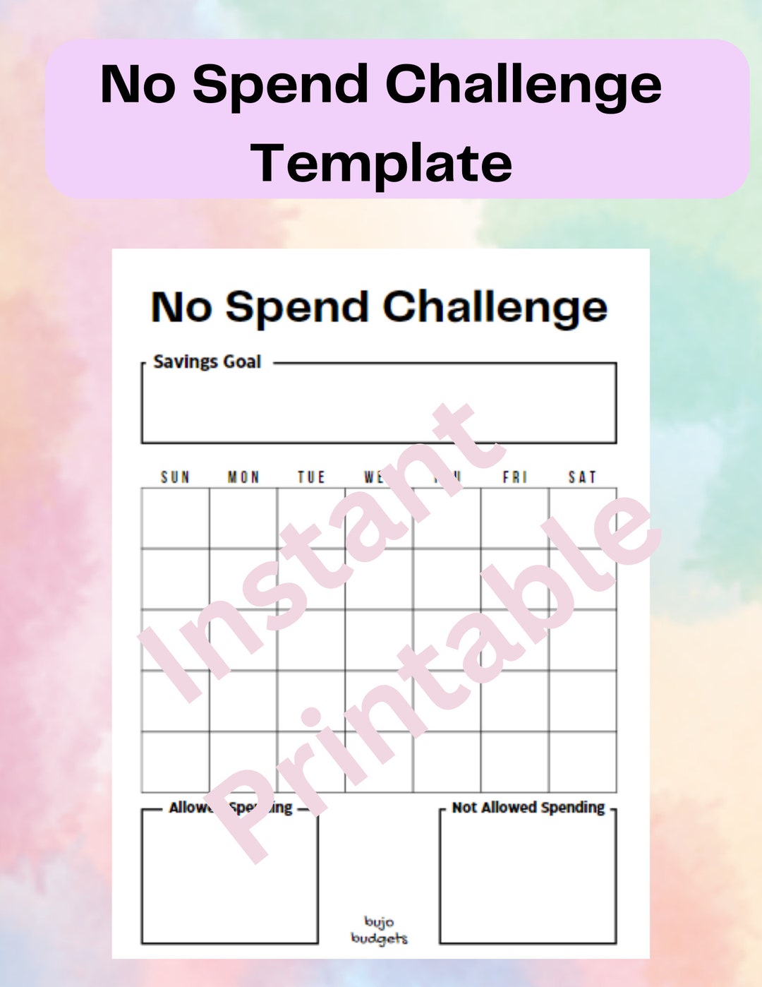 No Spend Challenge︱ Monthly Tracker︱ Savings Goal Tracker︱ Printable ...