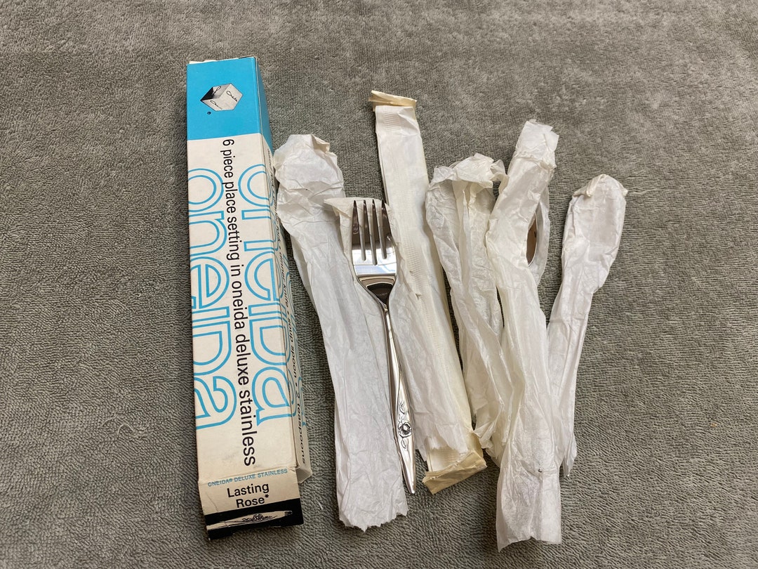 Oneida Lasting Rose Deluxe Stainless Flatware One-6 Piece Place Setting ...