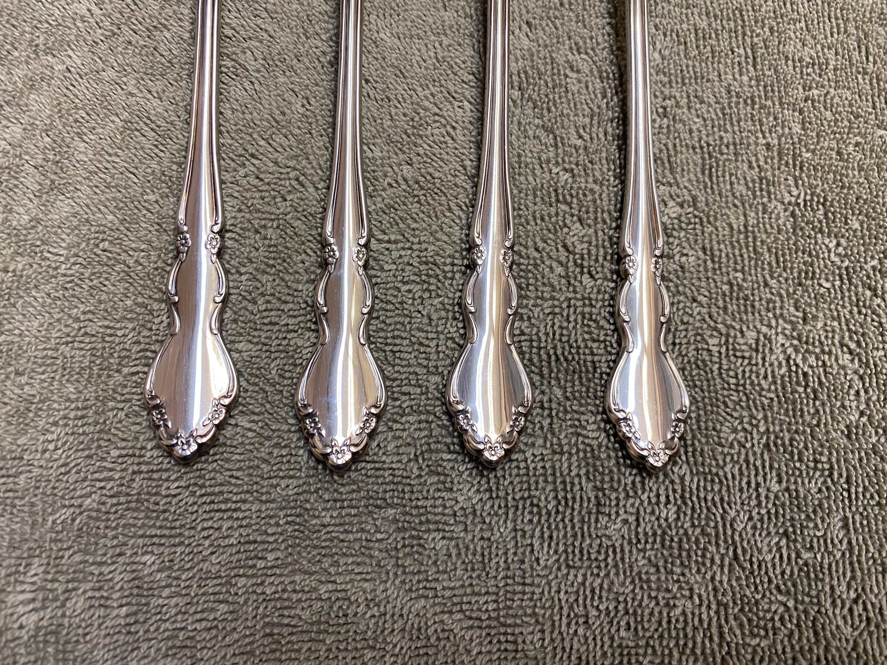 Oneida Dover Glossy Heirloom Stainless Flatware 4 Iced Tea Spoons 7-3/8 ...