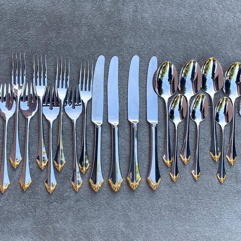 Gold Flatware Vintage Set - Etsy