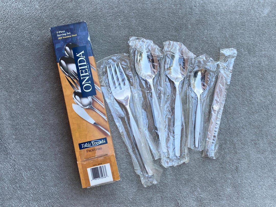 Oneida Frostfire Community Stainless Flatware 5 Piece Serving Hostess ...