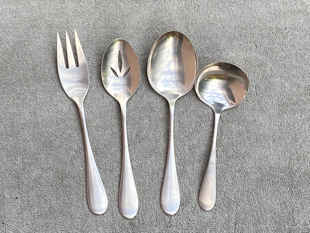 Oneida Omni Heirloom Satin Stainless Steel Flatware 4 Piece Serving ...