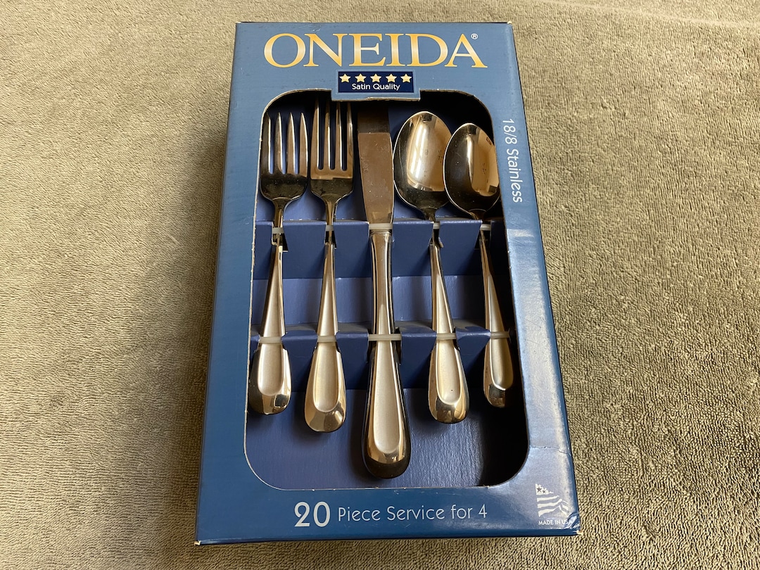 Oneida Satin Sand Dune 18/8 USA Stainless Flatware 20 Piece Set UNUSED ...